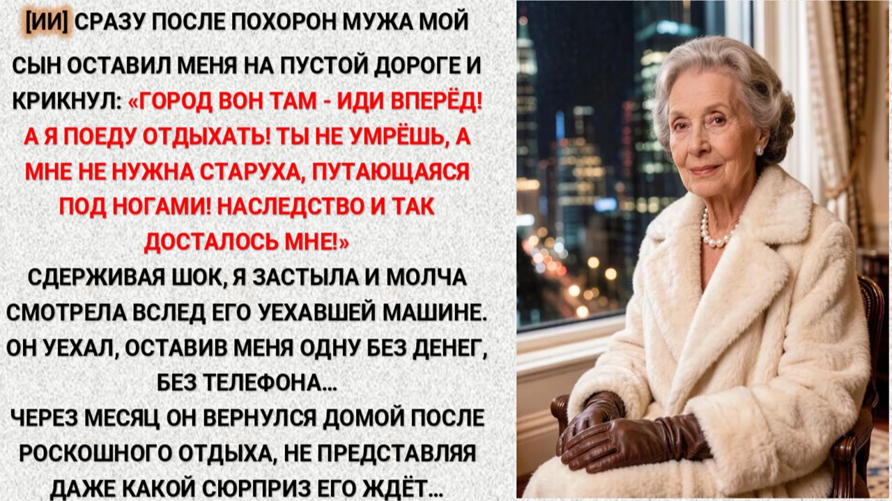 Мой сын оставил меня одну на пустынной дороге после похорон моего мужа...