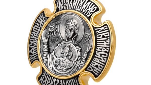 Крест «Троица. Божия Матерь «Знамение» серебро 925 проба (арт. 101.016)