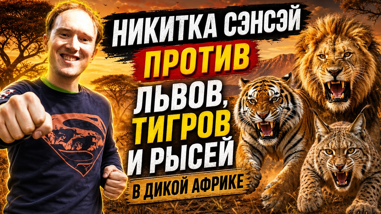 Сэнсэй Никитка против тигров, львов и рысей в дикой Африке