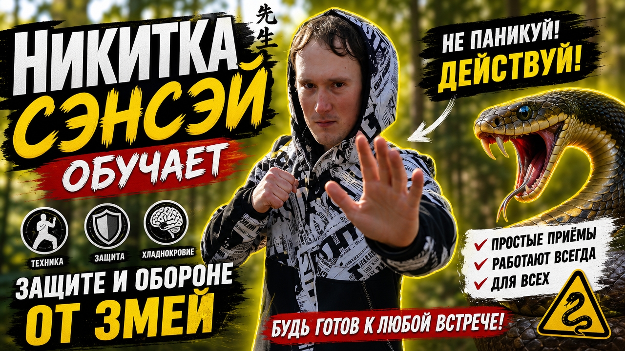 Никитка сэнсэй обучает защите и обороне от змей