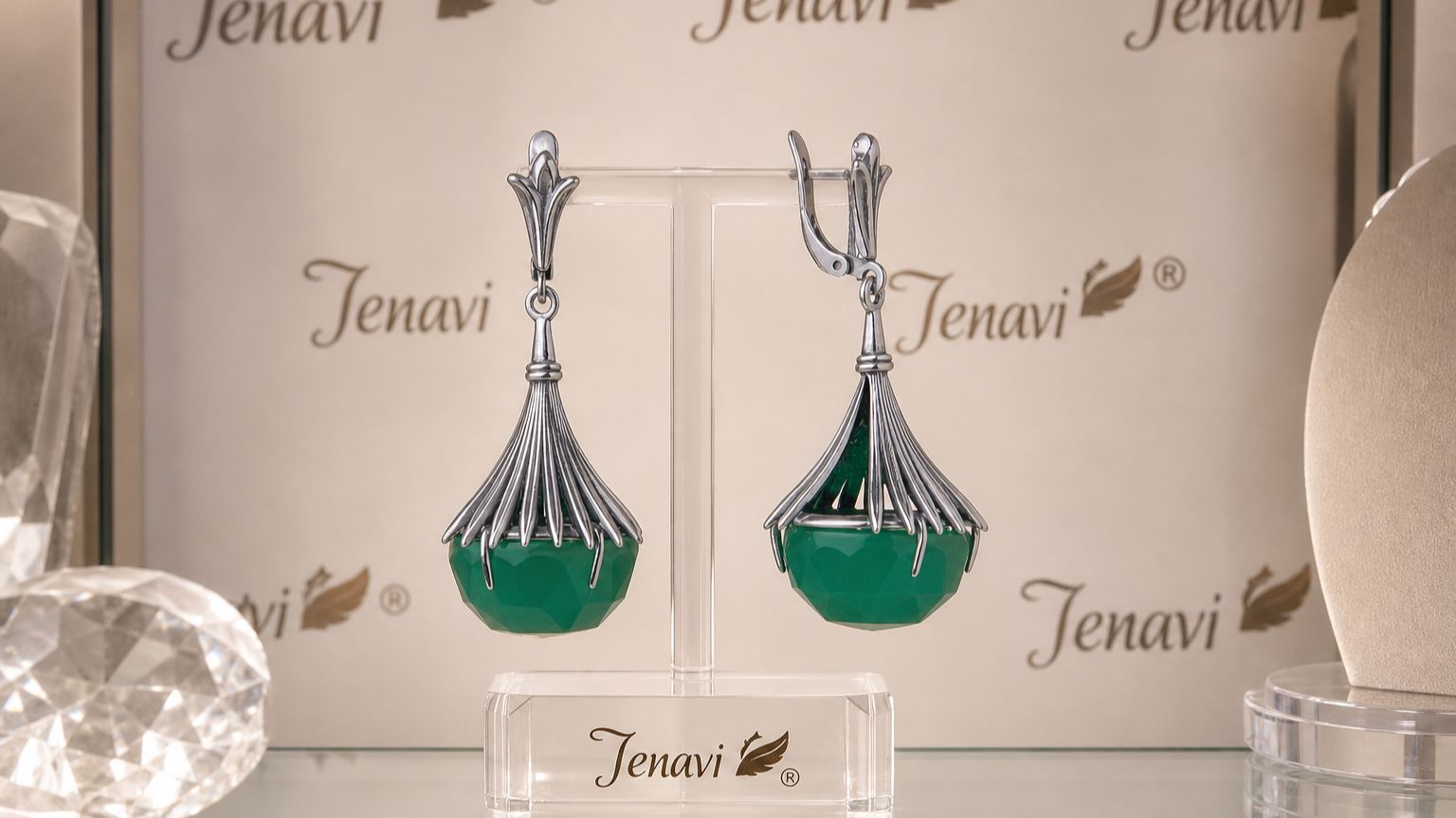 Серьги Периастр, (Покрытие: Черненое серебро. Кол: Туманность Андромеды) "Jenavi", К1-073