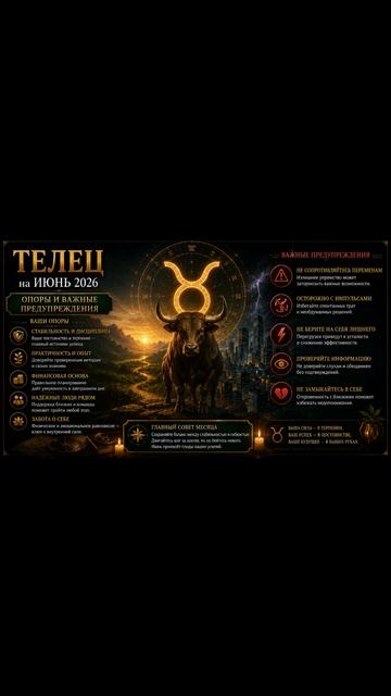 ТЕЛЕЦ на ИЮНЬ 2026 — Опоры и важные предупреждения