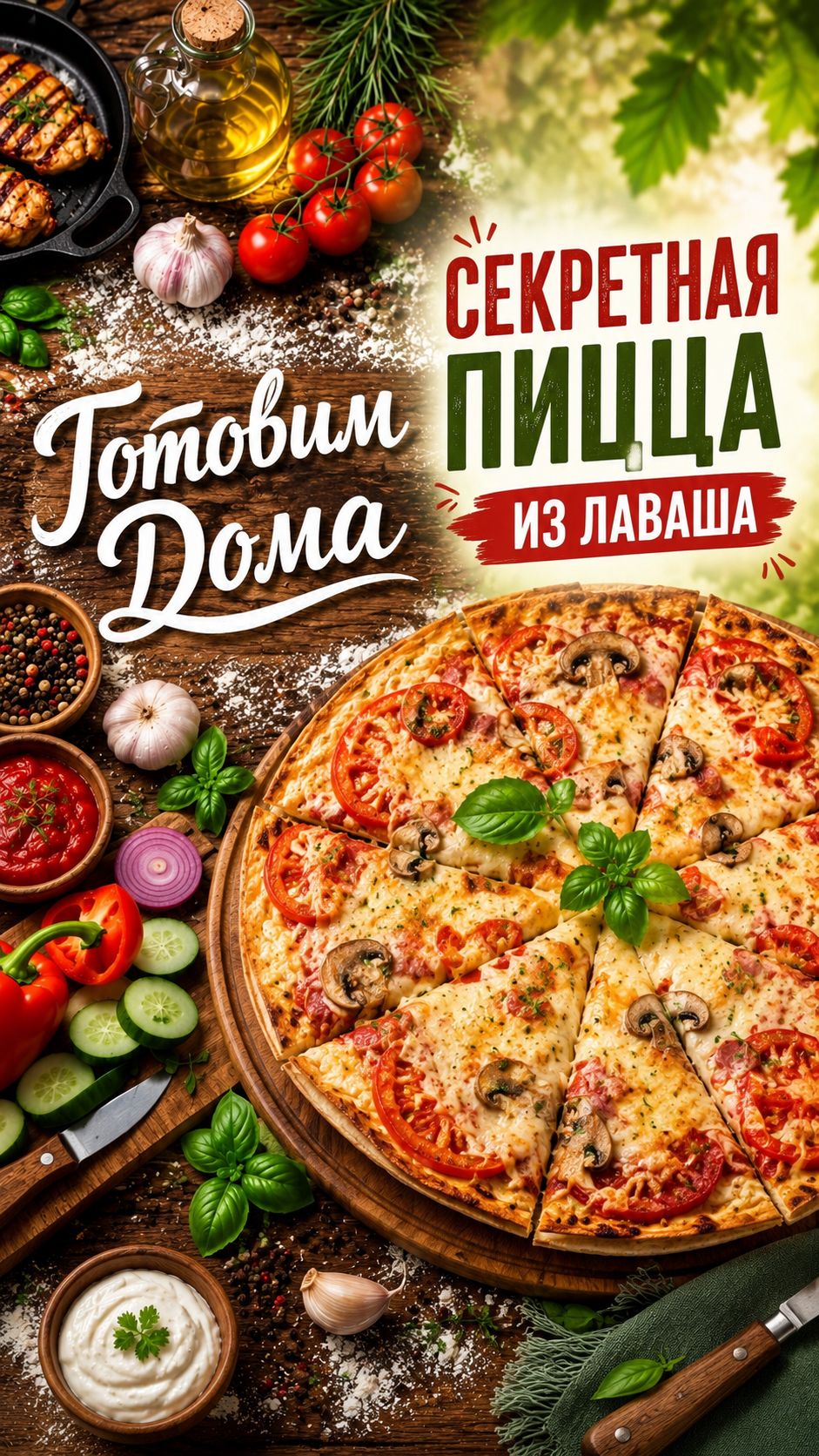 🍕 Готовим дома: Секретная пицца из лаваша