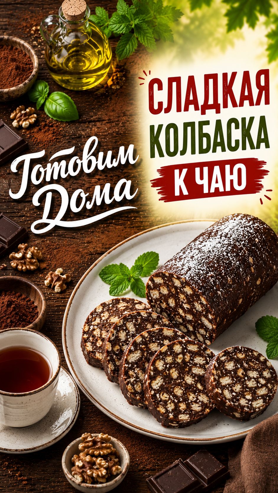 «Готовим дома». Сладкая колбаса к чаю ☕️