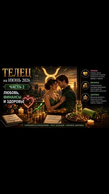 ТЕЛЕЦ на ИЮНЬ 2026. Часть 2 — Любовь, финансы и здоровье