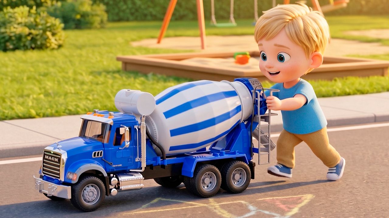 Игрушка Бетономешалка в действии — смотри, как она работает! 🚛🧱 | Для детей