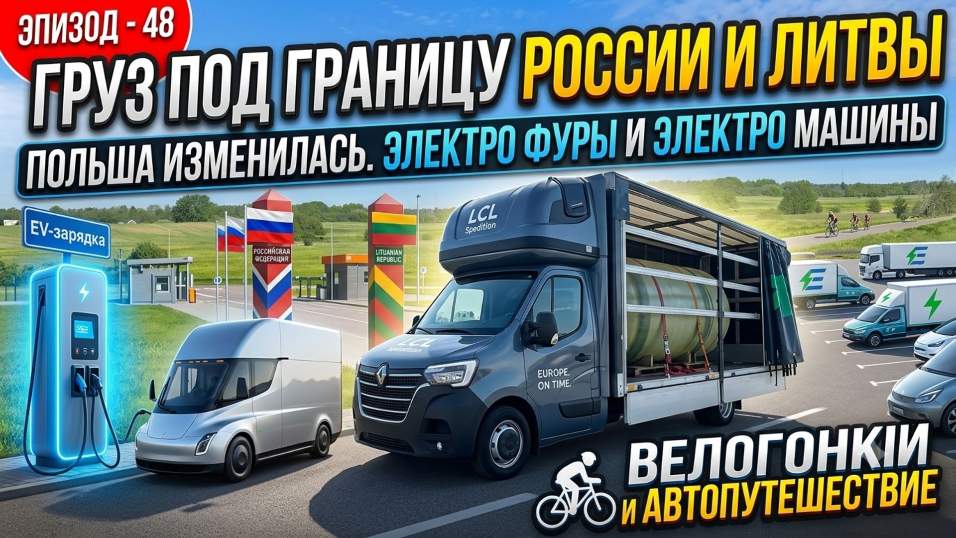 Груз под Границу России и Литвы. Польша Уже Не Та. Электро Фуры и машины Велогонки. Путешествие