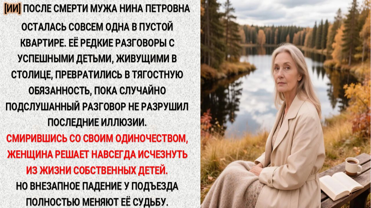 Смирившись со своим одиночеством, женщина решает навсегда исчезнуть из жизни собственных детей…