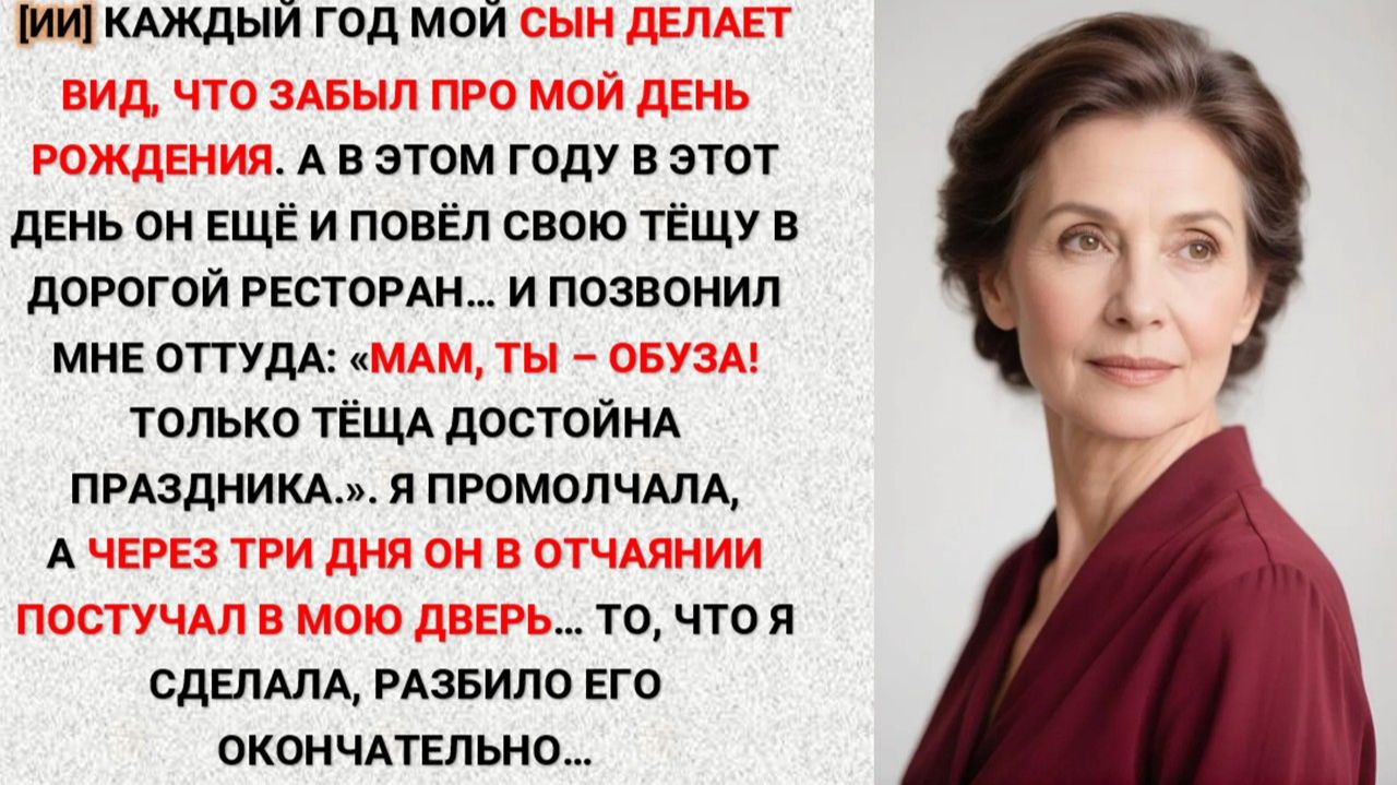 Сын каждый год забывал мой день В этот раз я промолчала… и сделала то, чего он не ждал
