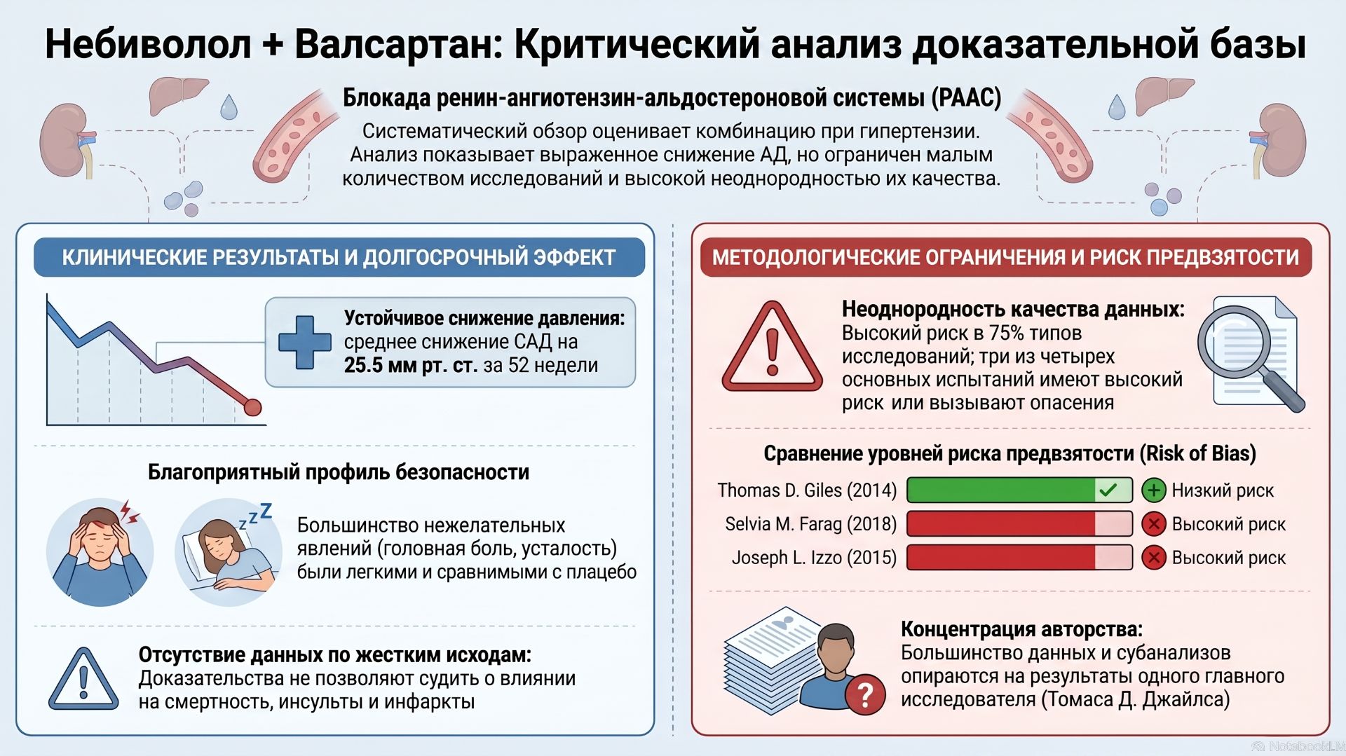 Небиволол и валсартан: преимущества и безопасность комбинированного применения, ошибки в обзоре