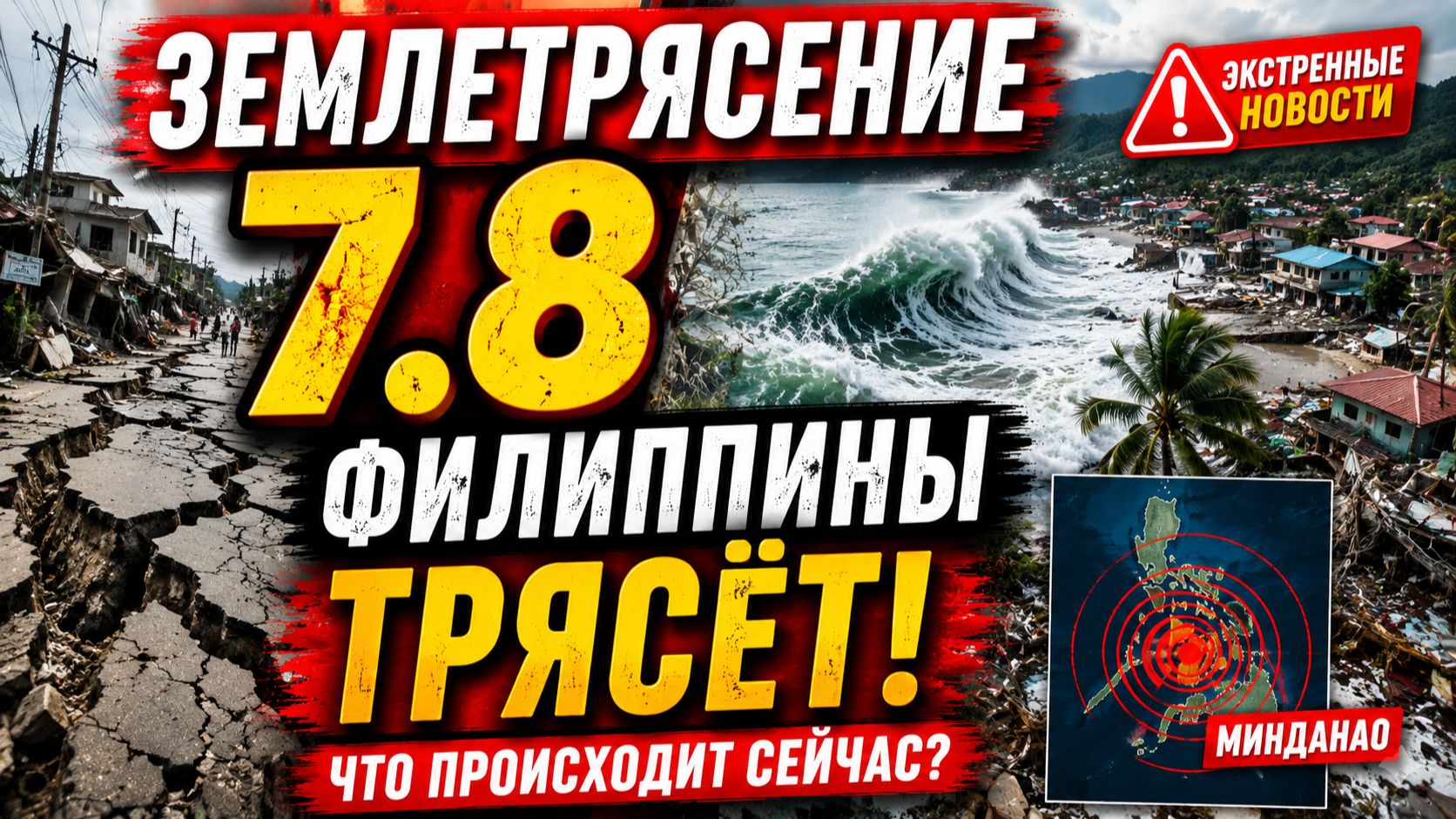 ⚠️ Филиппины трясёт! Землетрясение 7.8 на Филиппинах: разрушения, цунами и первые жертвы. ⚠️