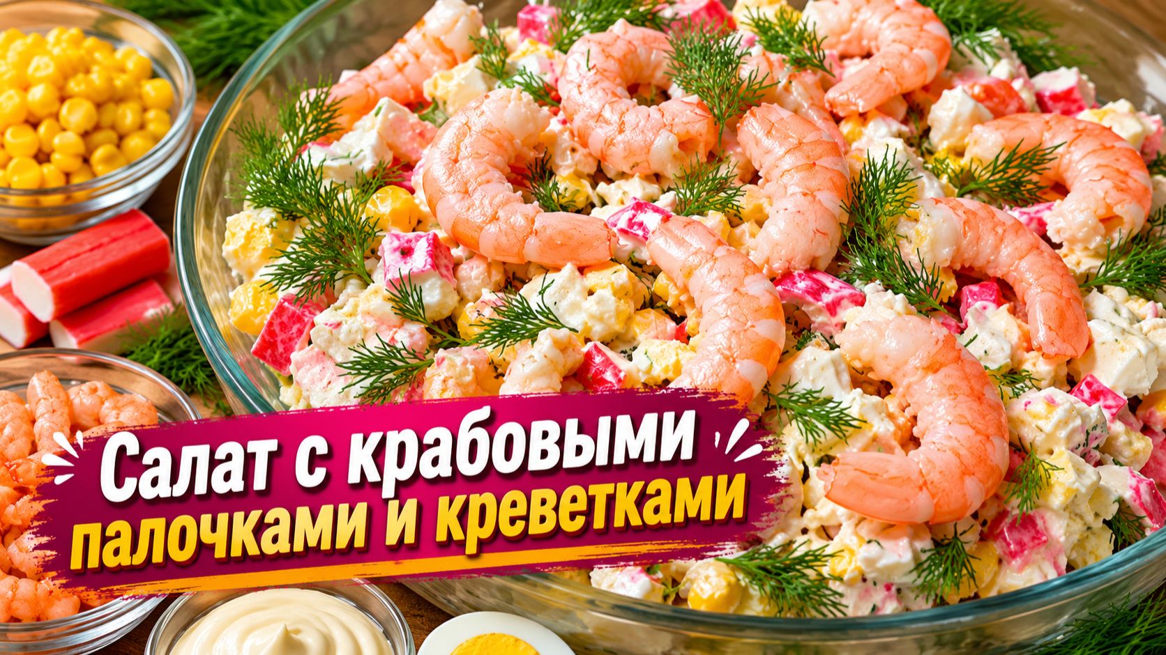 Салат с крабовыми палочками и креветками