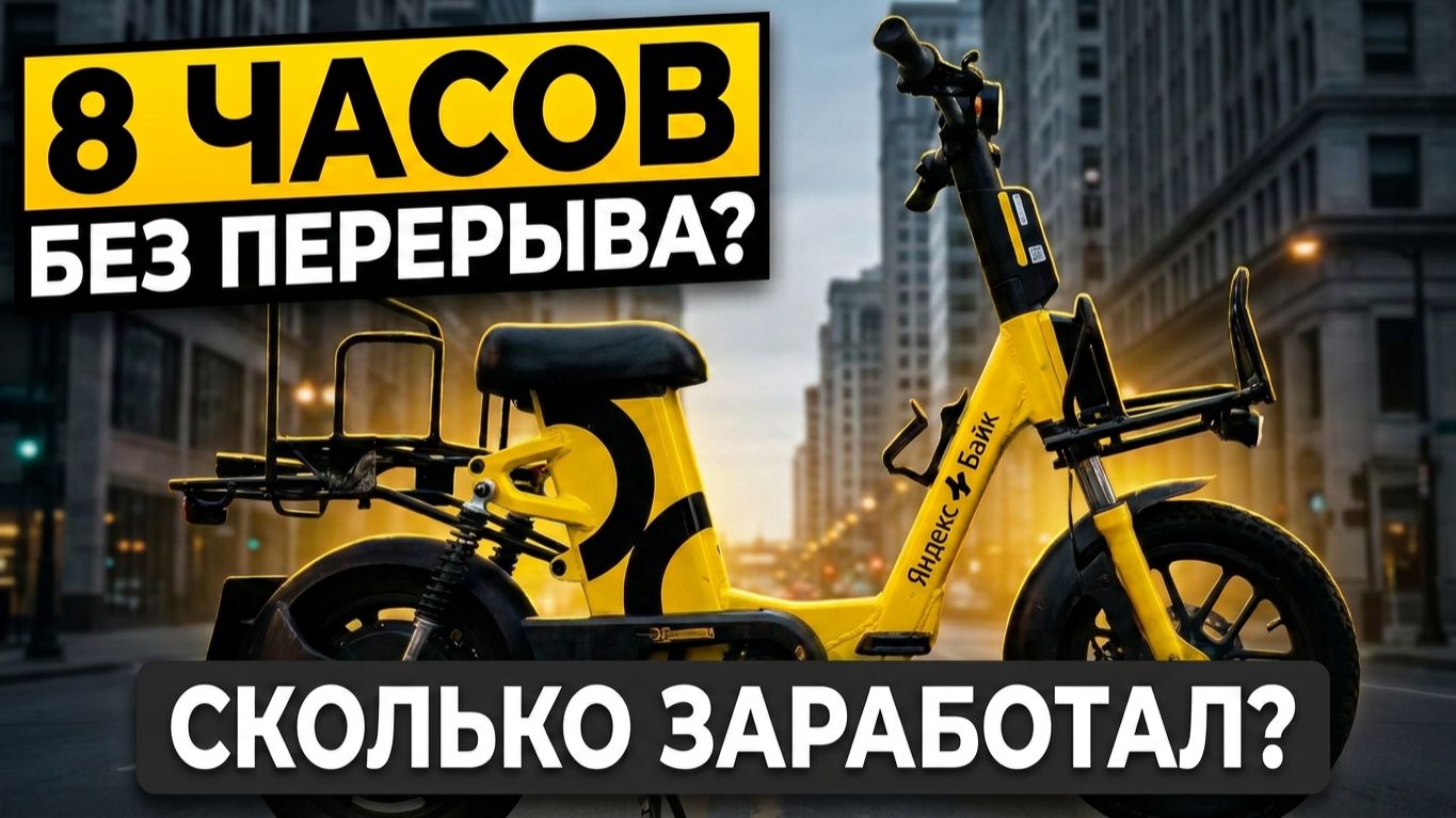 Электровелосипед Яндекс Байк PRO. Смена 8 часов, сколько заработал?
