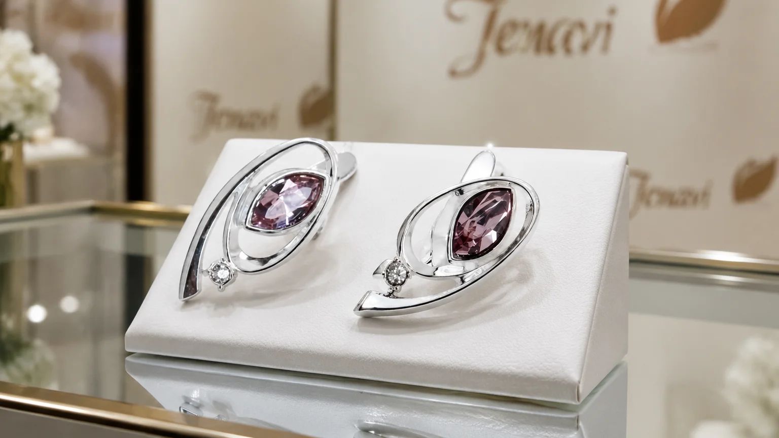 Серьги Ижма, (Родирование. Кристалл Swаrоvski) "Jenavi", К1-078