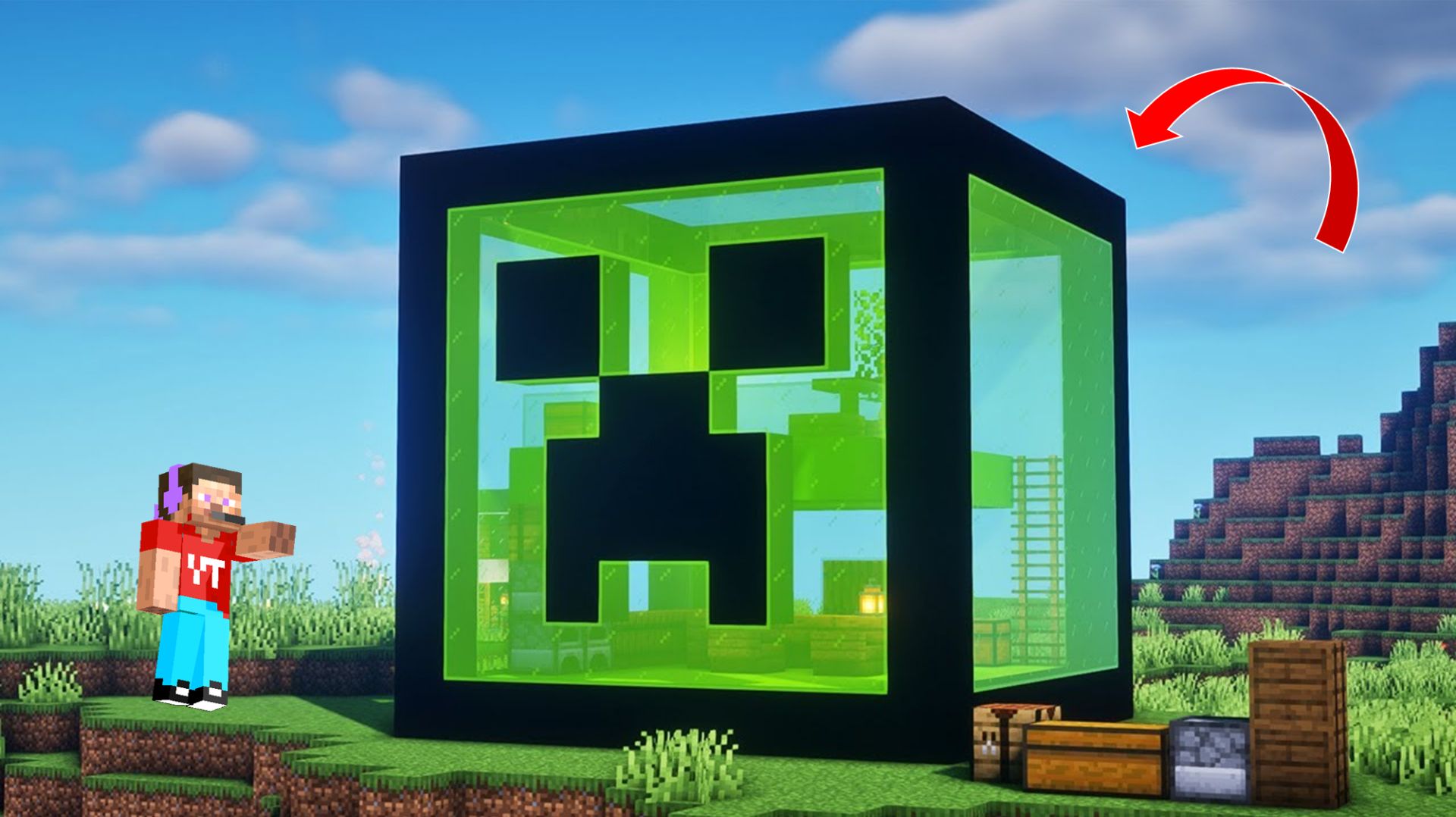 В этом доме БЫЛ КРИПЕР в Minecraft! / Деревня номер 42 / Синий аксолотль MC