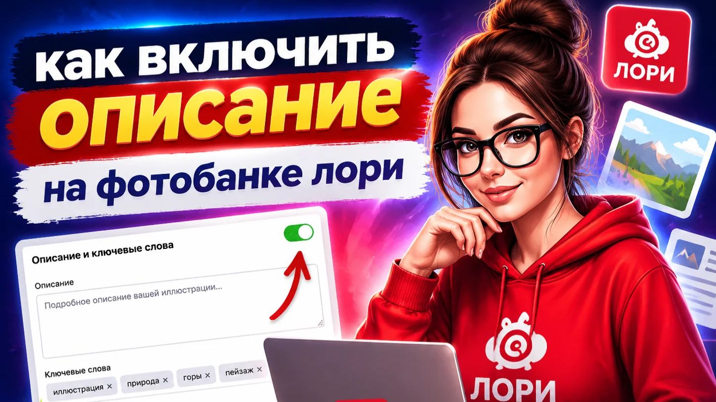 как ставить описание на фотобанке лори
