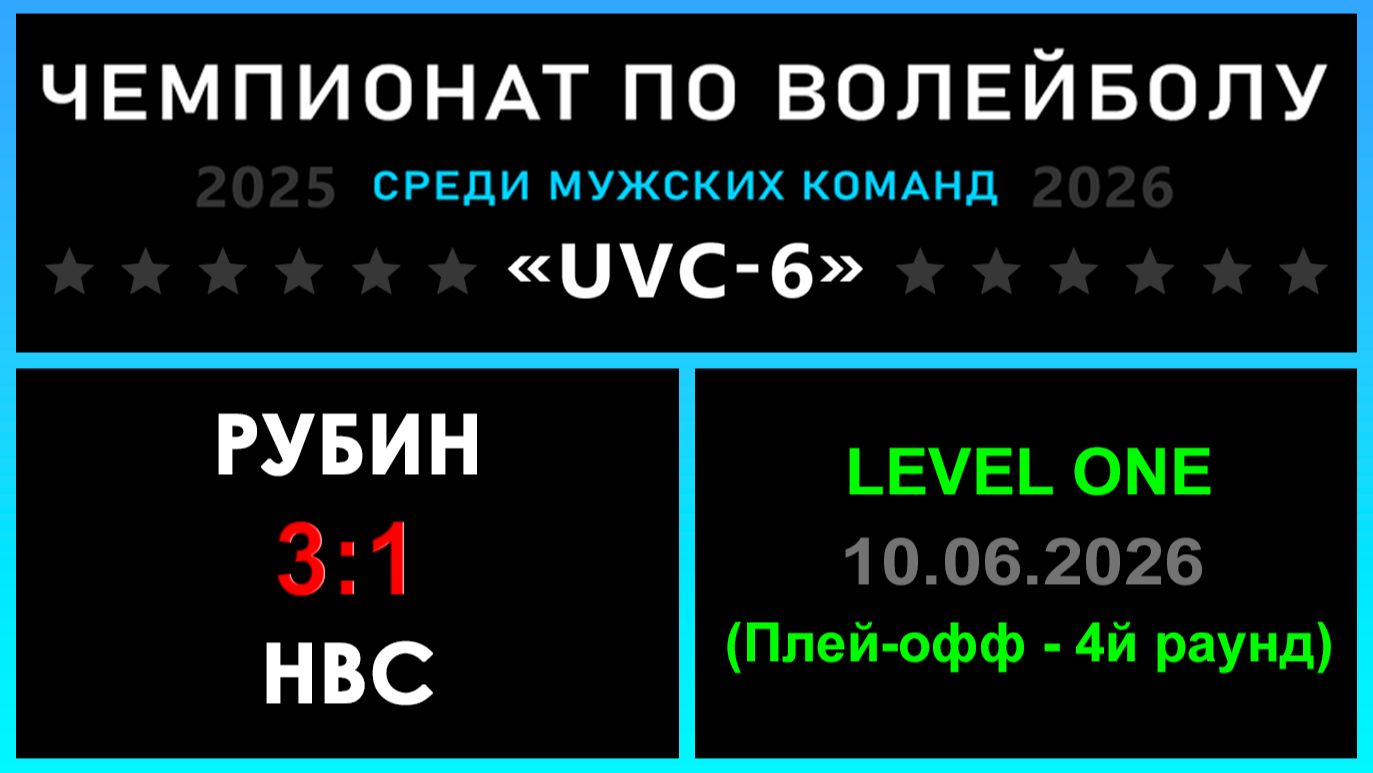 Рубин - НВС, UVC-6 (Мужчины) - LEVEL ONE (Плей-офф - 4й раунд)
