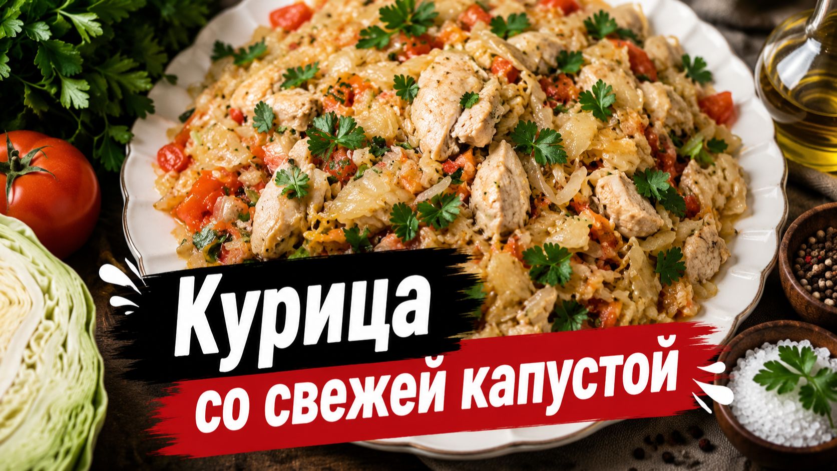 Курица со свежей капустой