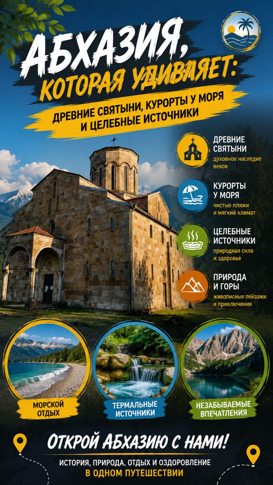 Абхазия: древние святыни, курорты у моря и целебные источники