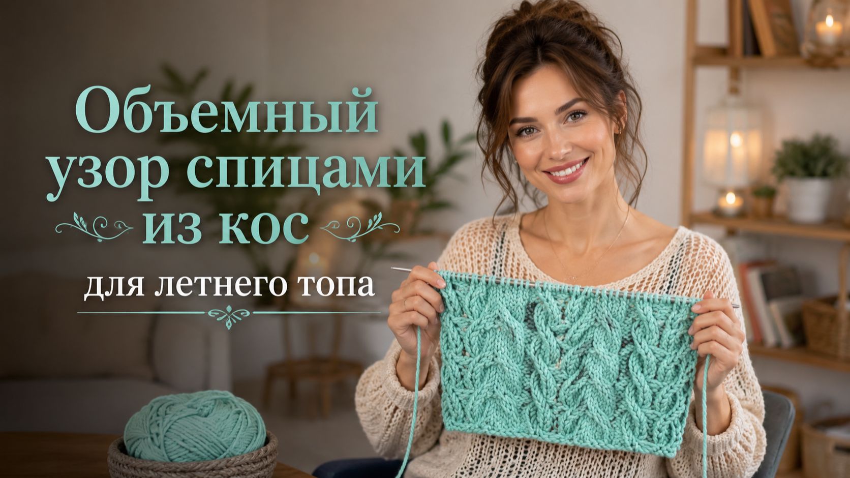 Объёмный узор спицами для летнего топа