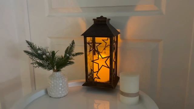 Декоративный фонарь с встроенной LED-свечой СУАРЕ Д'ИВЕР со звёздами, пластик, стекло, ANX000830-1