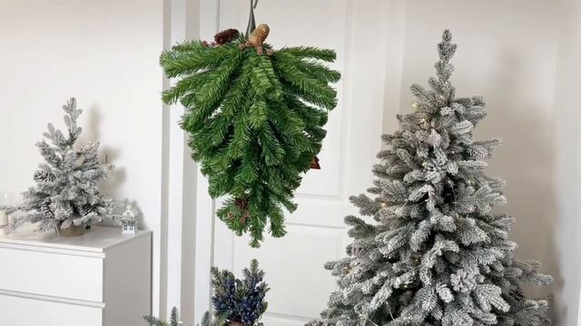 Хвойное украшение капля ЕЛОВАЯ ФАНТАЗИЯ с шишками и ягодами, хвоя ПВХ, 60 см, К2-60