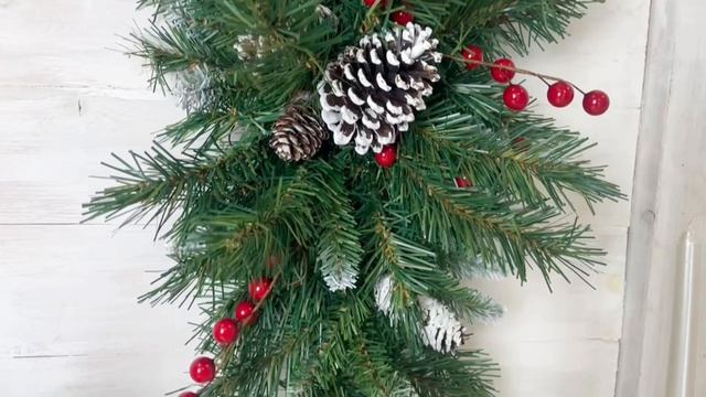 Настольная декоративная композиция ЗАСНЕЖЕННАЯ с ягодами и шишками, 75 см, 31FRB30/FRB3-30C