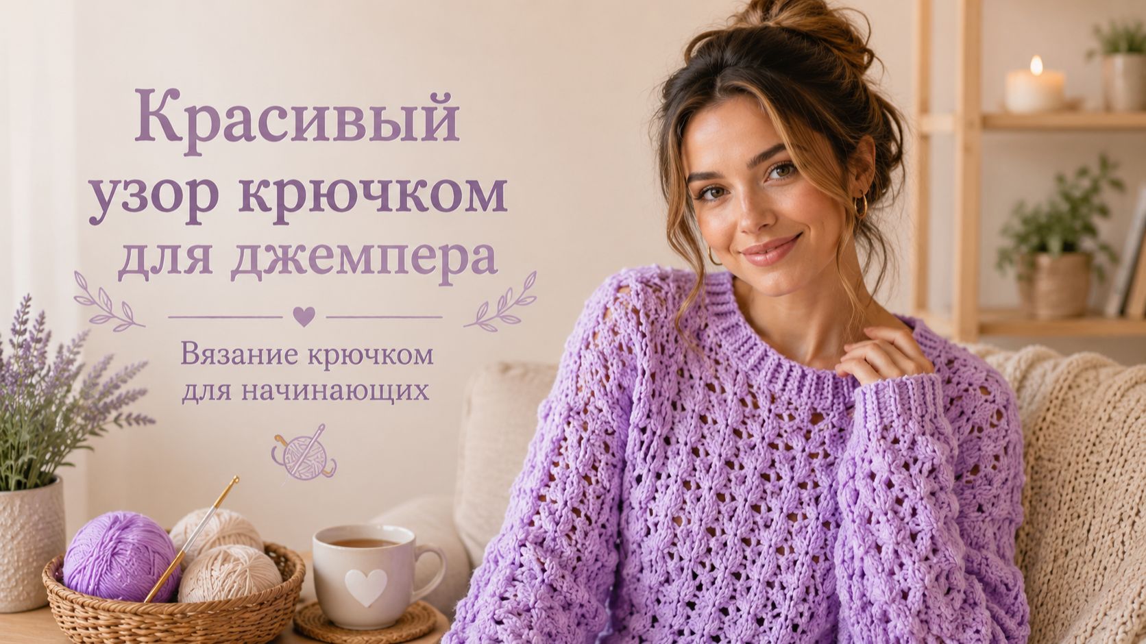 Красивый узор крючком для джемпера: простая схема для начинающих