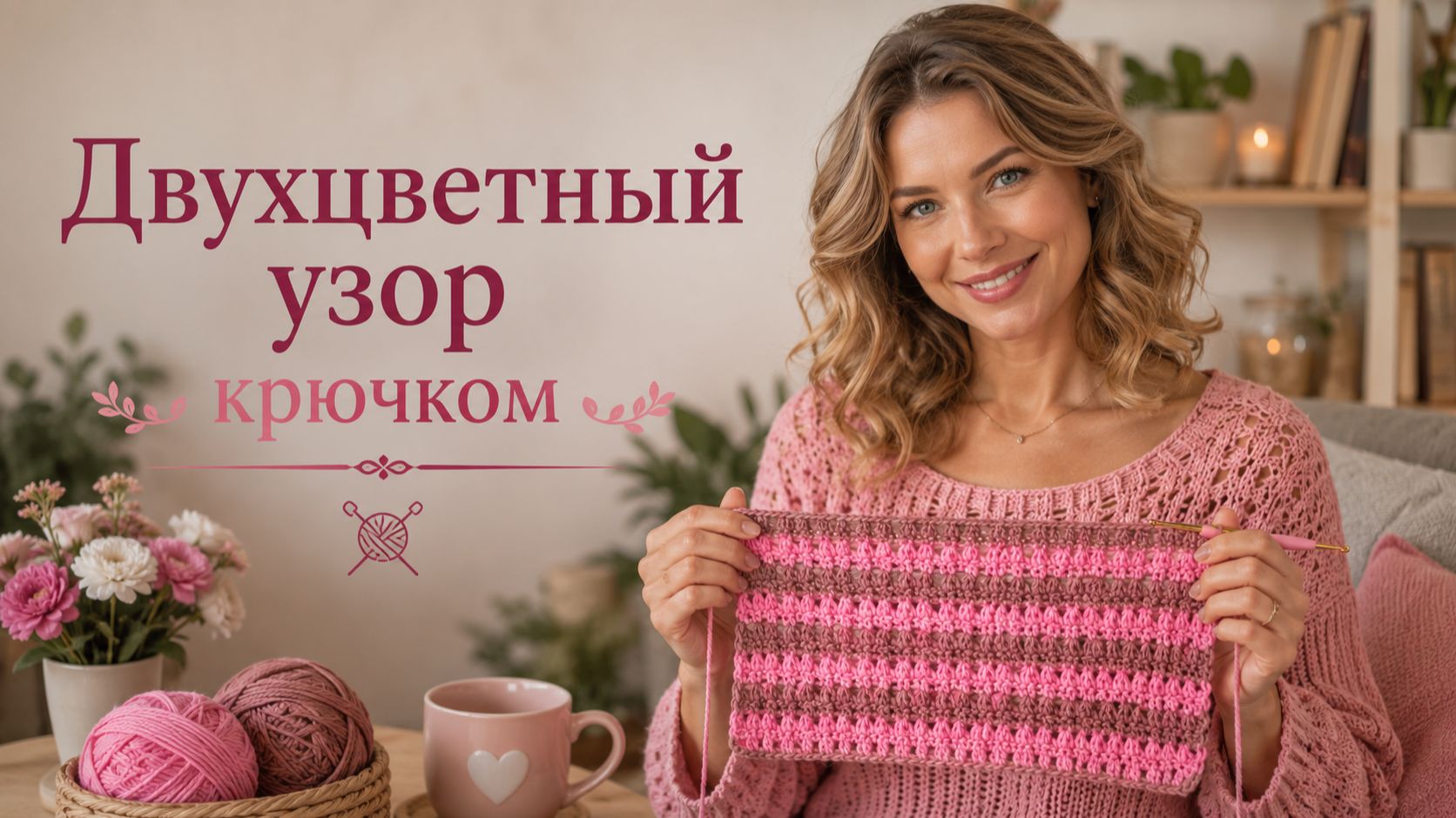 Двухцветный узор крючком для начинающих