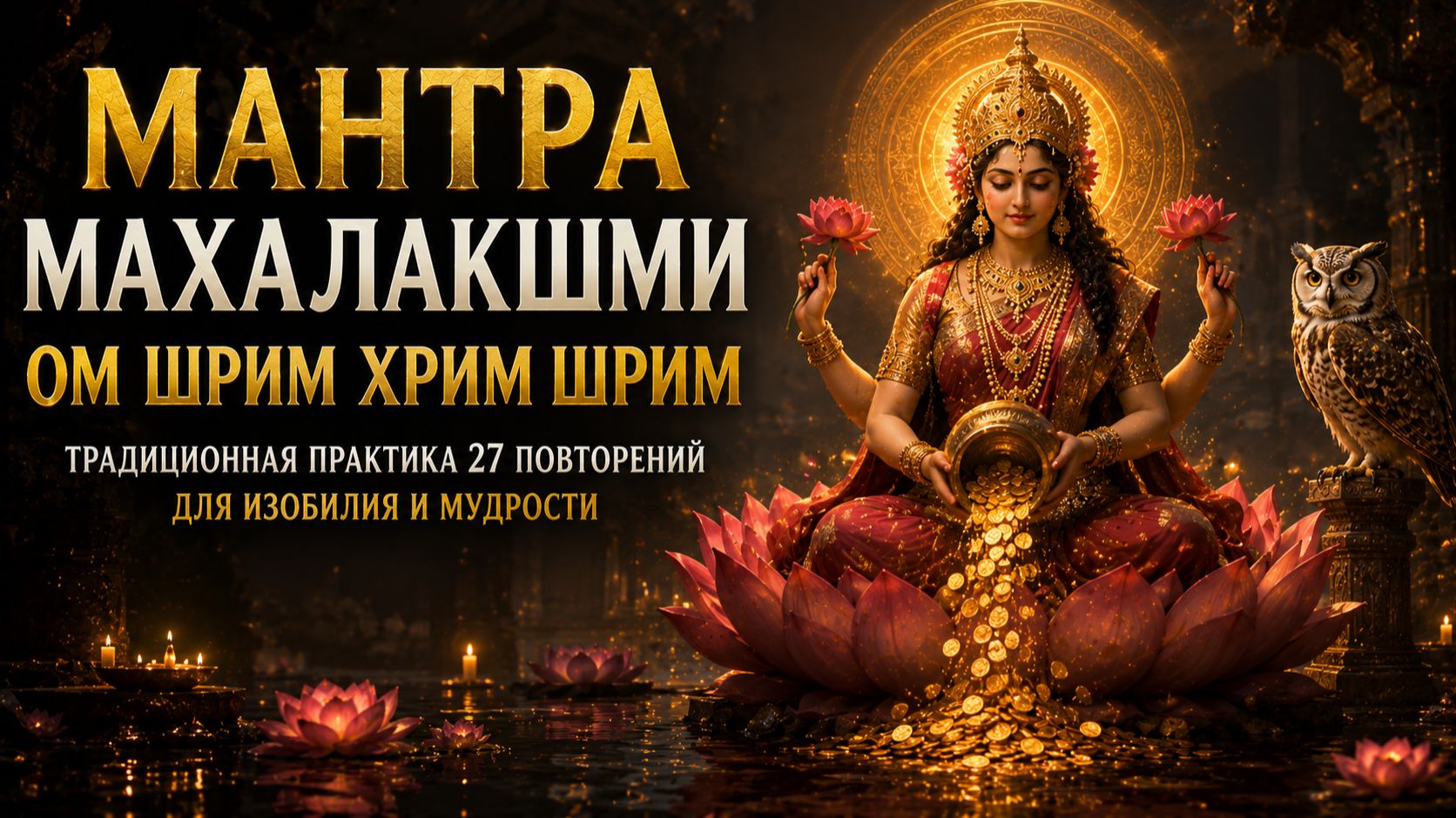 Мантра Махалакшми Ом Шрим Хрим Шрим: традиционная практика 27 повторений для изобилия и мудрости 🙏