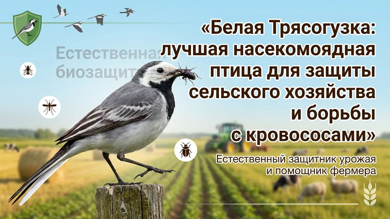 Белая Трясогузка, лучшая насекомоядная птица, для защиты сельского хозяйства и борьбы с кровососами