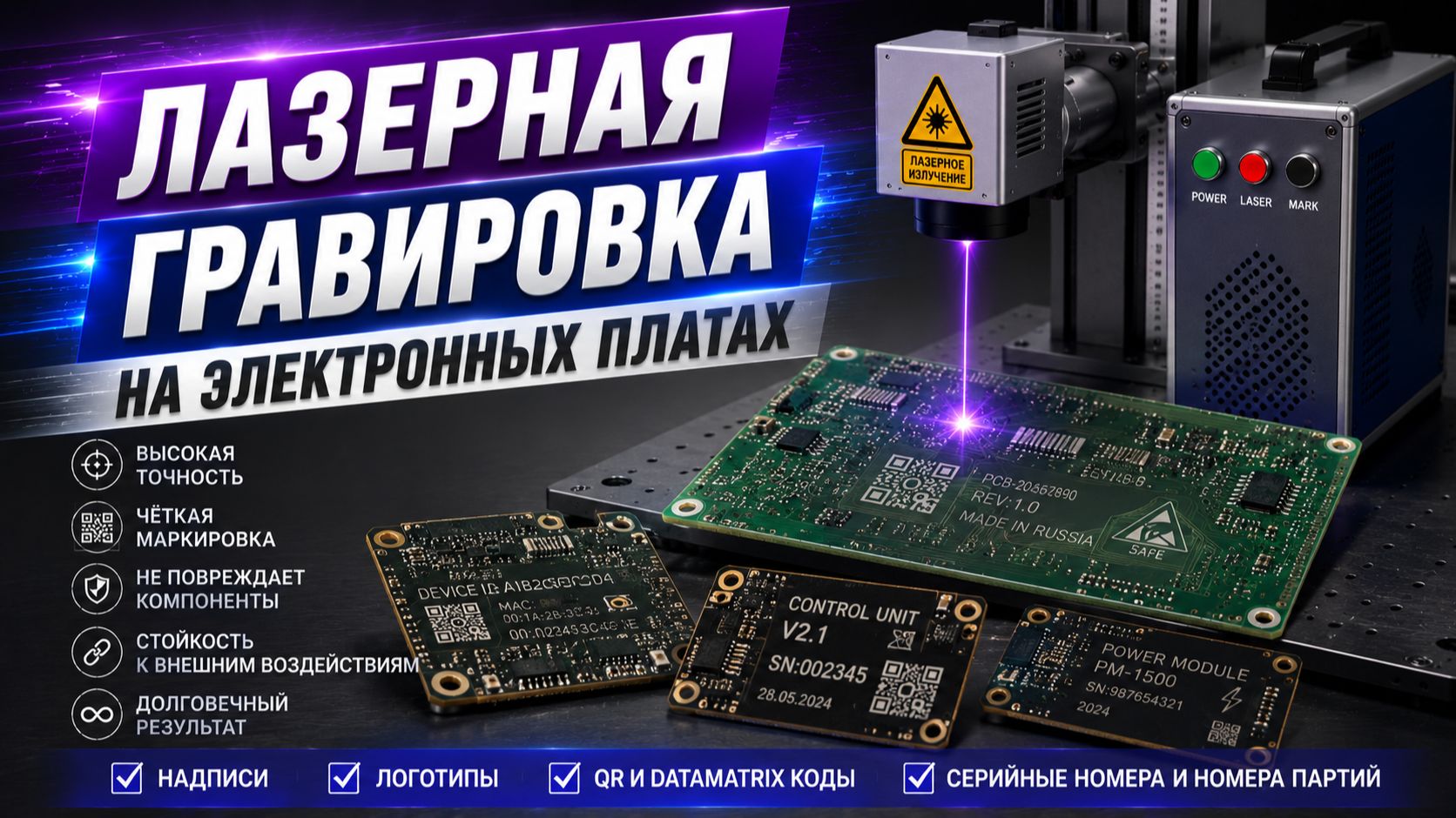 Лазерная гравировка электронной платы