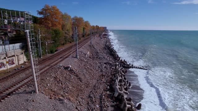 Cinematic video - Bolshoi Sochi. Long straight beach and blue sea!