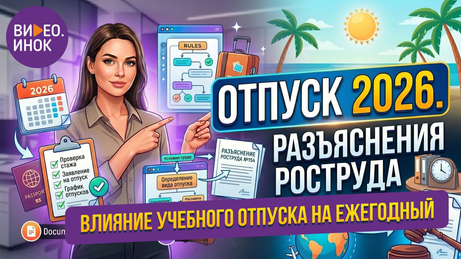 Отпуск 2026. Разъяснения Роструда. Влияние учебного отпуска на ежегодный