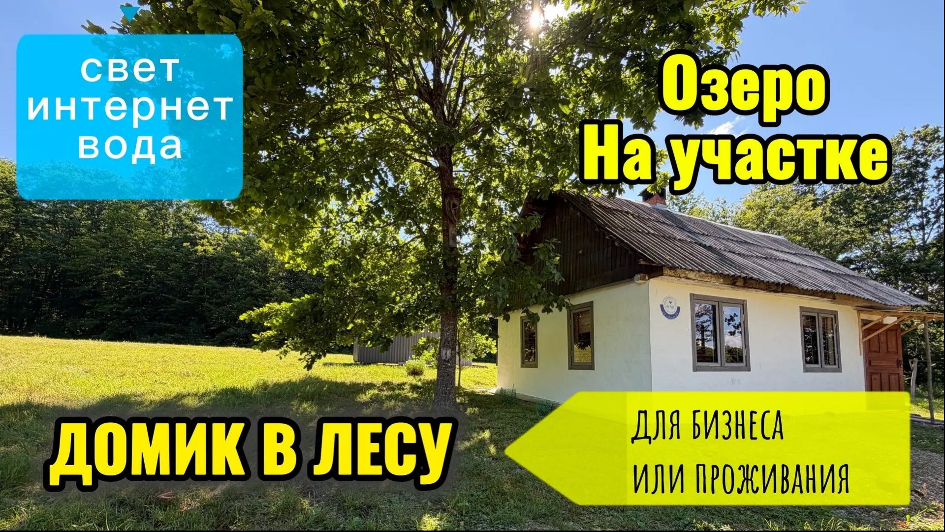 ДОМИК В ЛЕСУ🏡ДЛЯ БИЗНЕСА ИЛИ ПРОЖИВАНИЯ!!! ОЗЕРО НА УЧАСТКЕ!! СВЕТ, ИНТЕРНЕТ, ВОДА