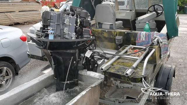 Тестовый запуск лодочного мотора на лодке «Ёрш 3912RB»
