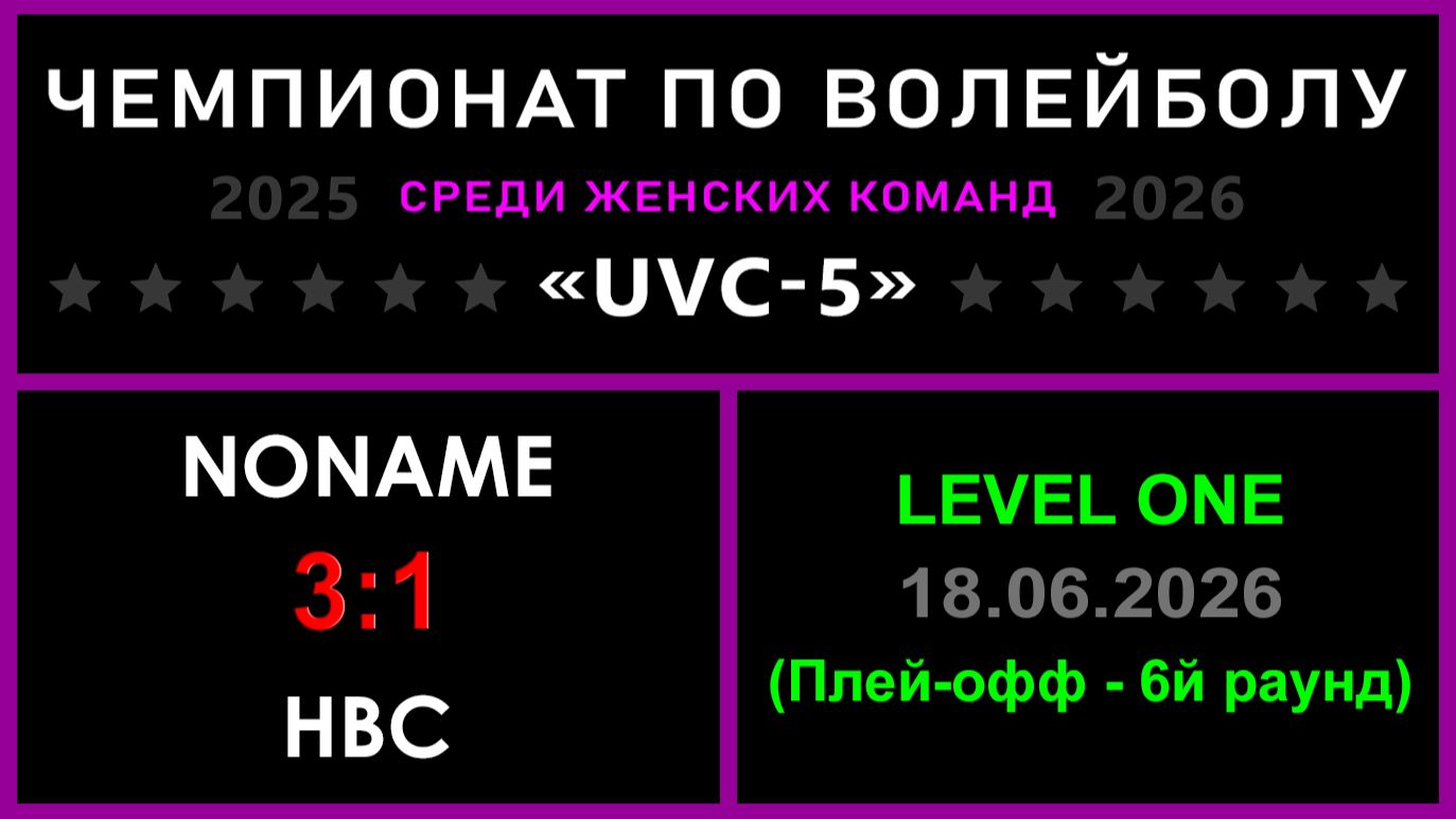 NoName - НВС, UVC-5 (Девушки) - LEVEL ONE (Плей-офф - 6й раунд)