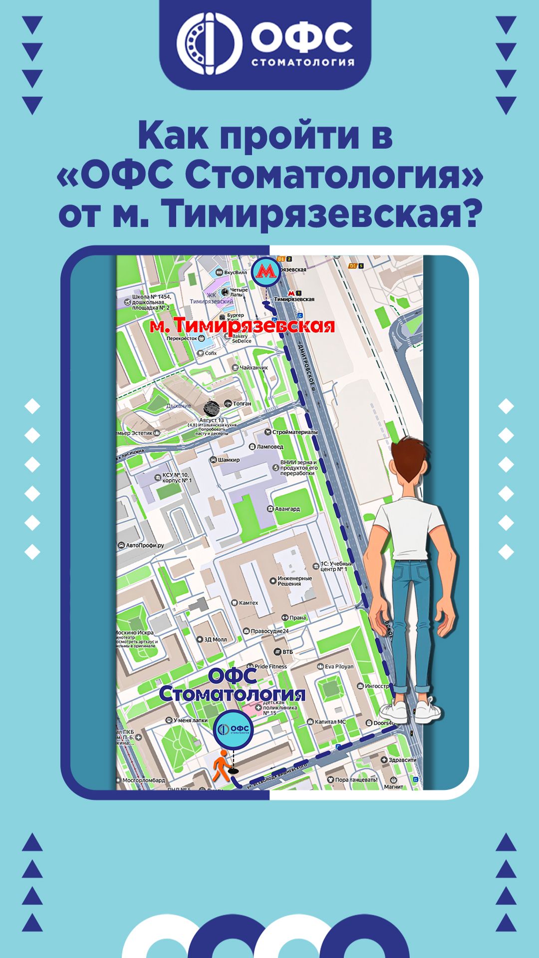 Маршрут от метро Тимирязевская до Учебного центра ОФС
