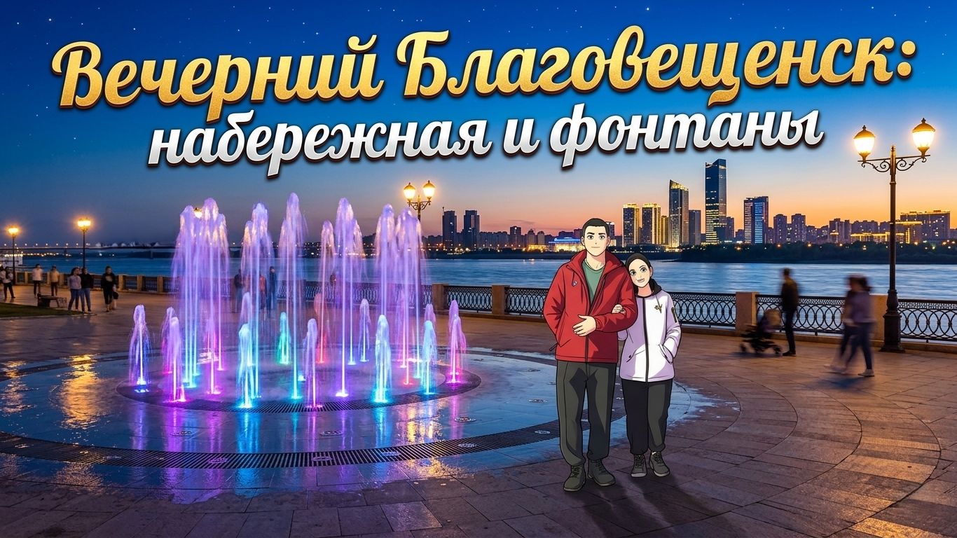 Вечерний Благовещенск: набережная и фонтаны (18.05.2025).