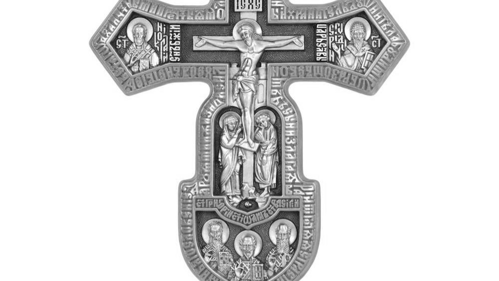 Большой Русский воинский крест серебро 925 проба (арт. 101.867)