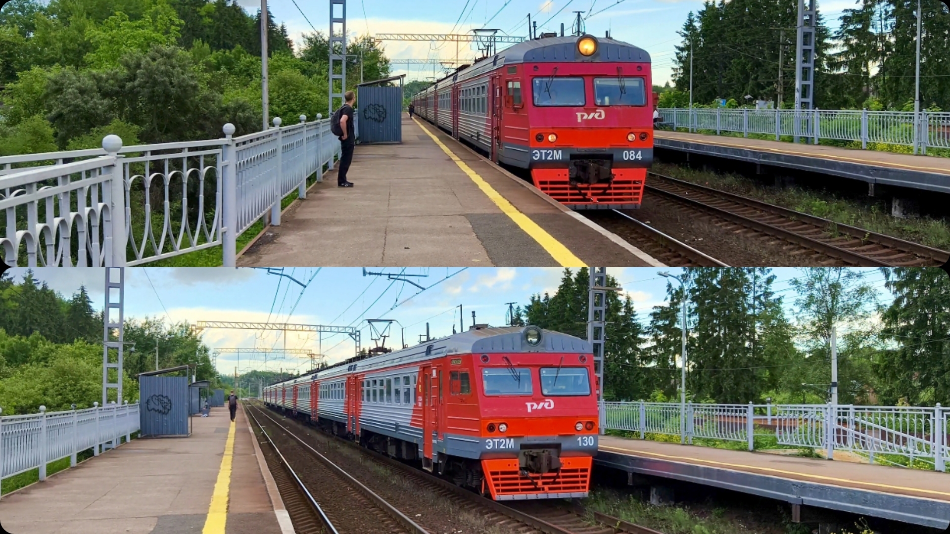 ЭТ2М 130 и ЭТ2М 084 встретились на перегоне Горелово - Красное Село. Пл. Скачки