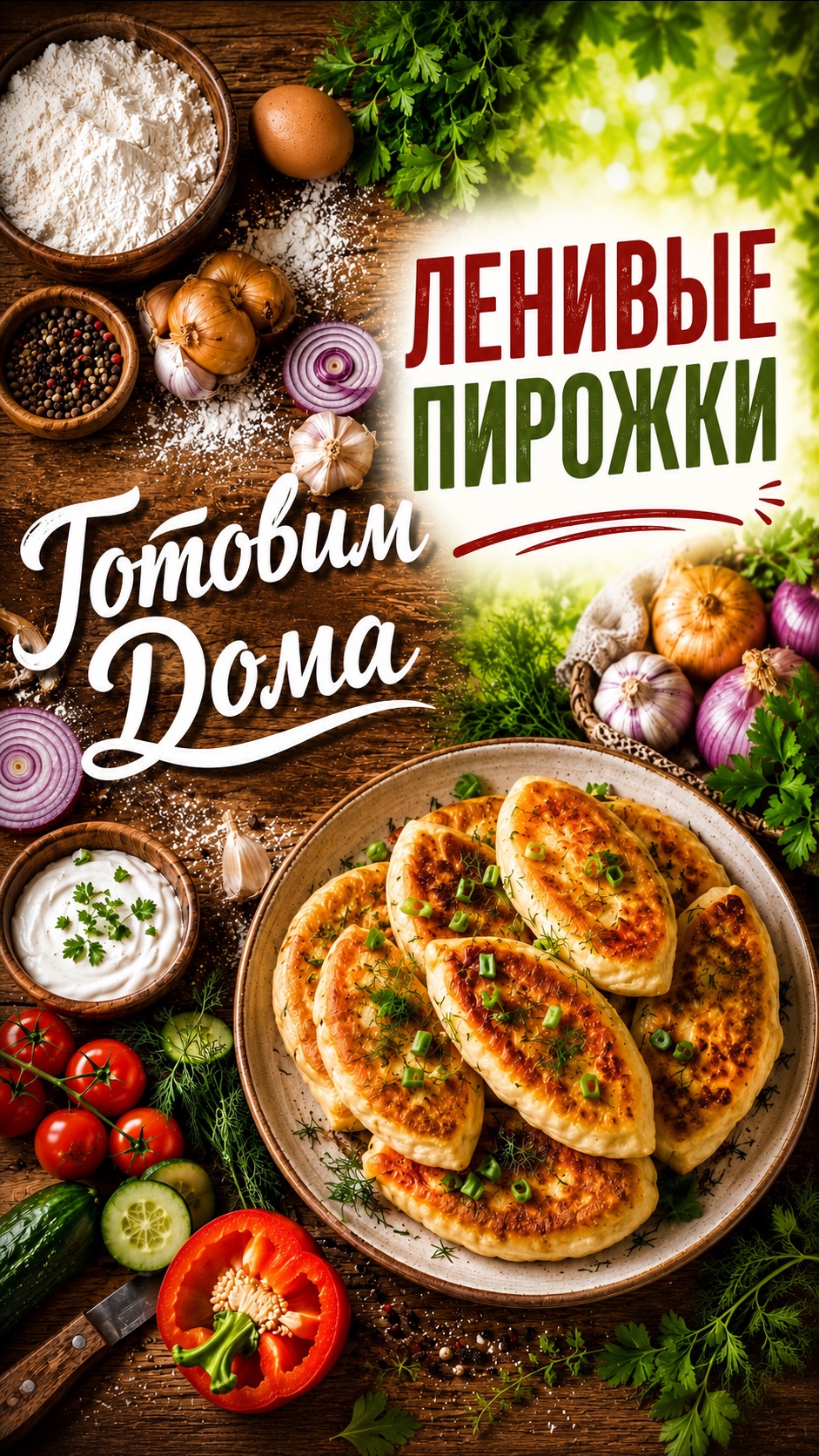 Ленивые пирожки с луком и яйцом