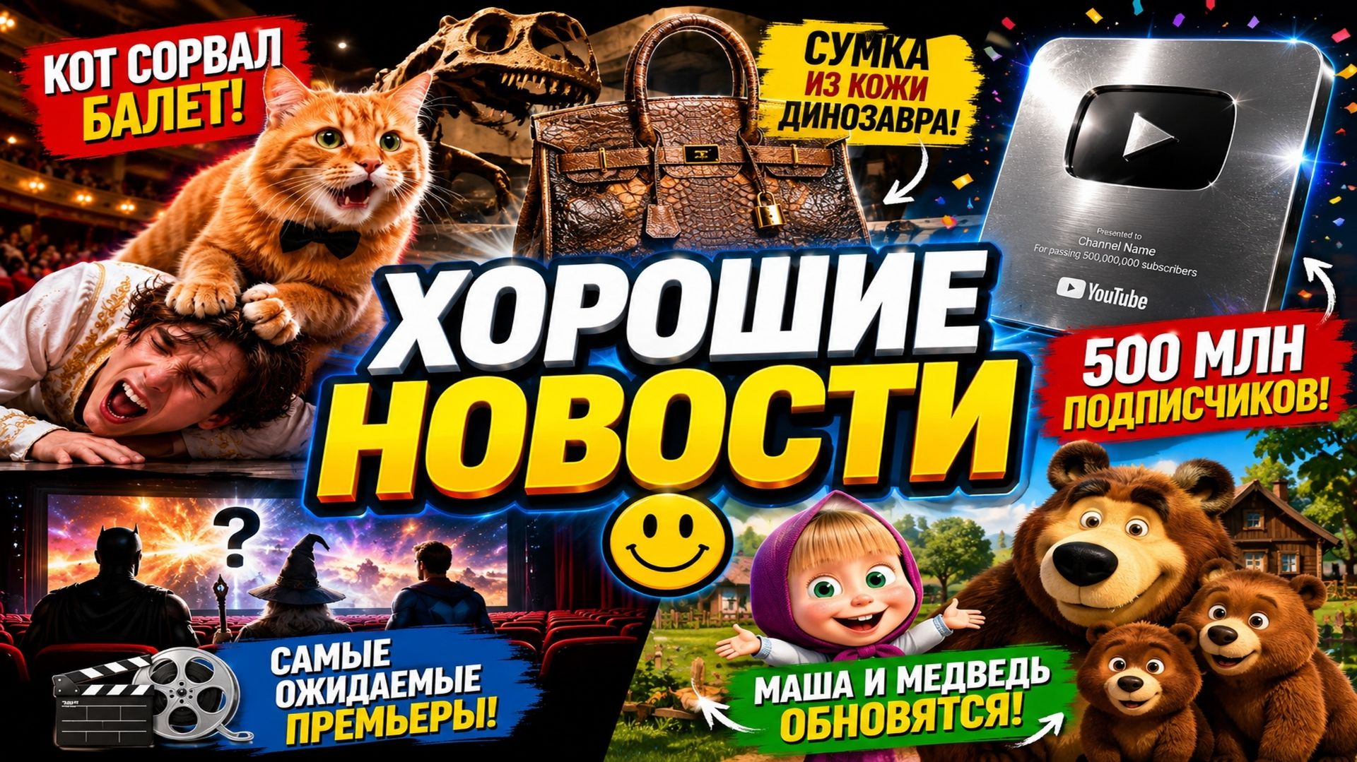 Кот сорвал спектакль, рекорд MrBeast, Шрек 5, медведь и рыбак, новый Гринч, офис | ХОРОШИЕ НОВОСТИ