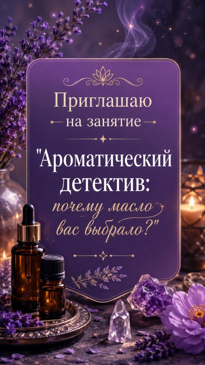 Приглашаю на занятие "Ароматический детектив: почему масло вас выбрало?"