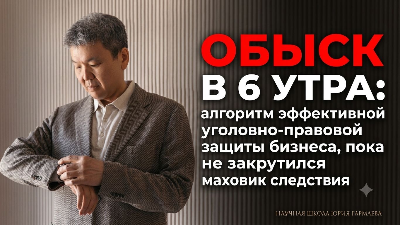 ОБЫСК В 6 УТРА: алгоритм эфф. уголовно-правовой защиты бизнеса, пока не закрутился маховик следствия