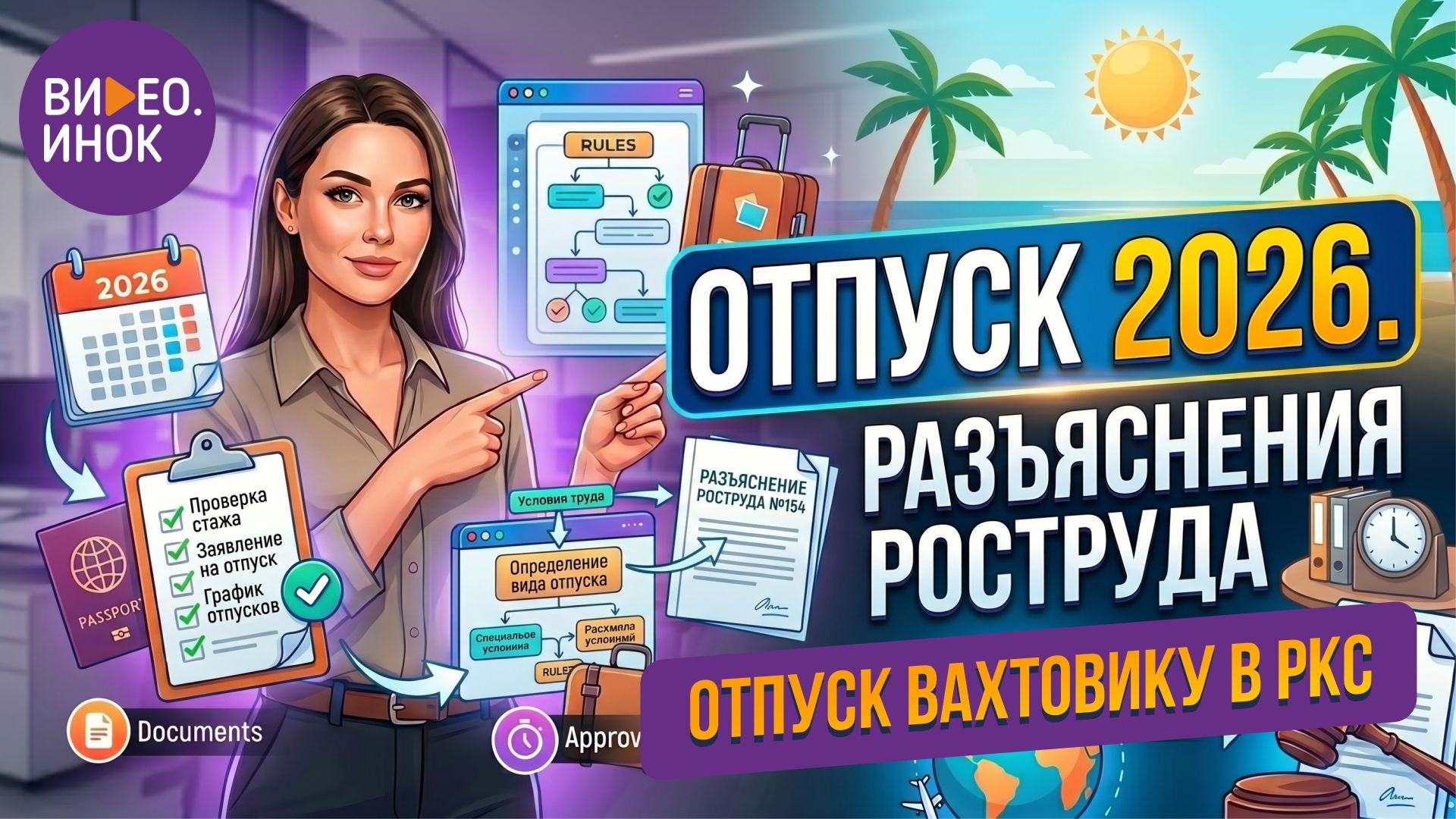 Отпуск 2026. Разъяснения Роструда. Отпуск вахтовику в РКС