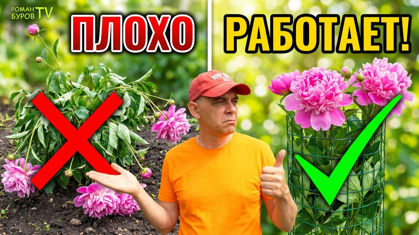 Пионы падают? Сравнил 2 варианта опоры и подвязки пионов: вот что реально работает!