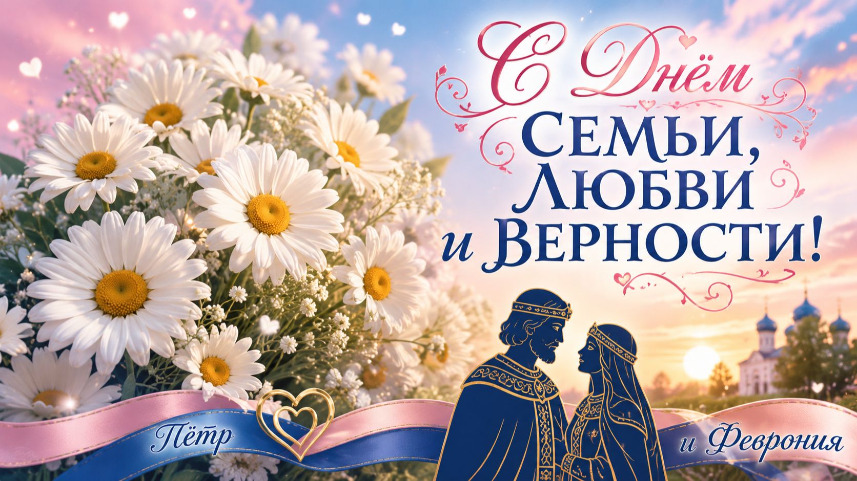 С Днём семьи, любви и верности!  Красивая музыкальная открытка