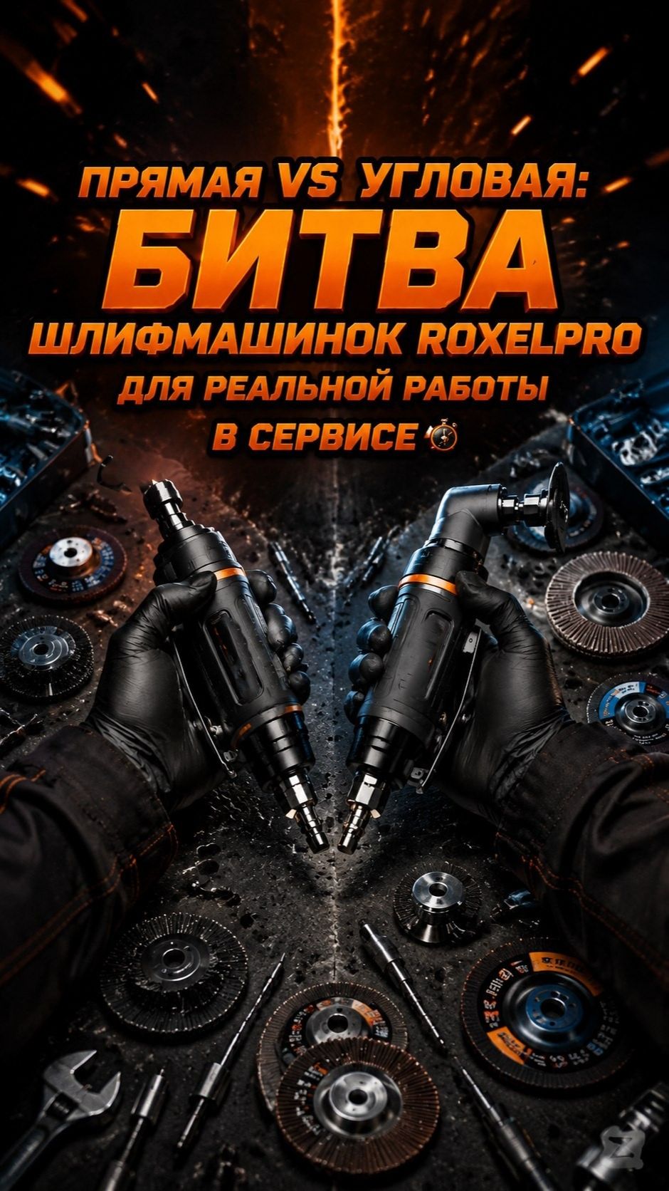 Прямая VS Угловая: битва шлифмашинок RoxelPro ⏱️