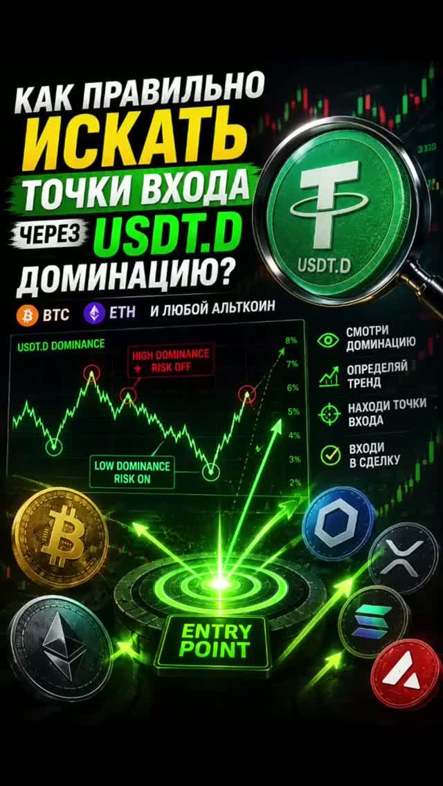 КАК ПРАВИЛЬНО ИСКАТЬ ТОЧКИ ВХОДА В АЛЬТУ ЧЕРЕЗ USDT.D?